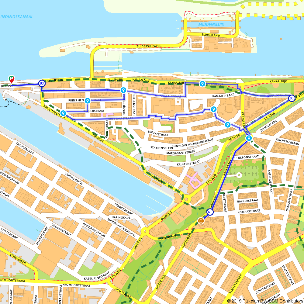 335797 Walking between quay and canal in Oud-IJmuiden