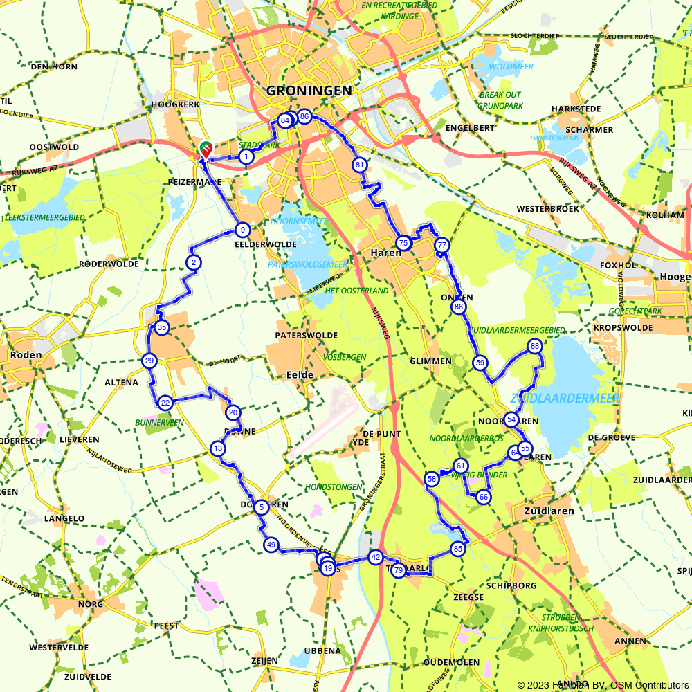The green border of Drenthe and Groningen - Tynaarlo - Cycling route ...