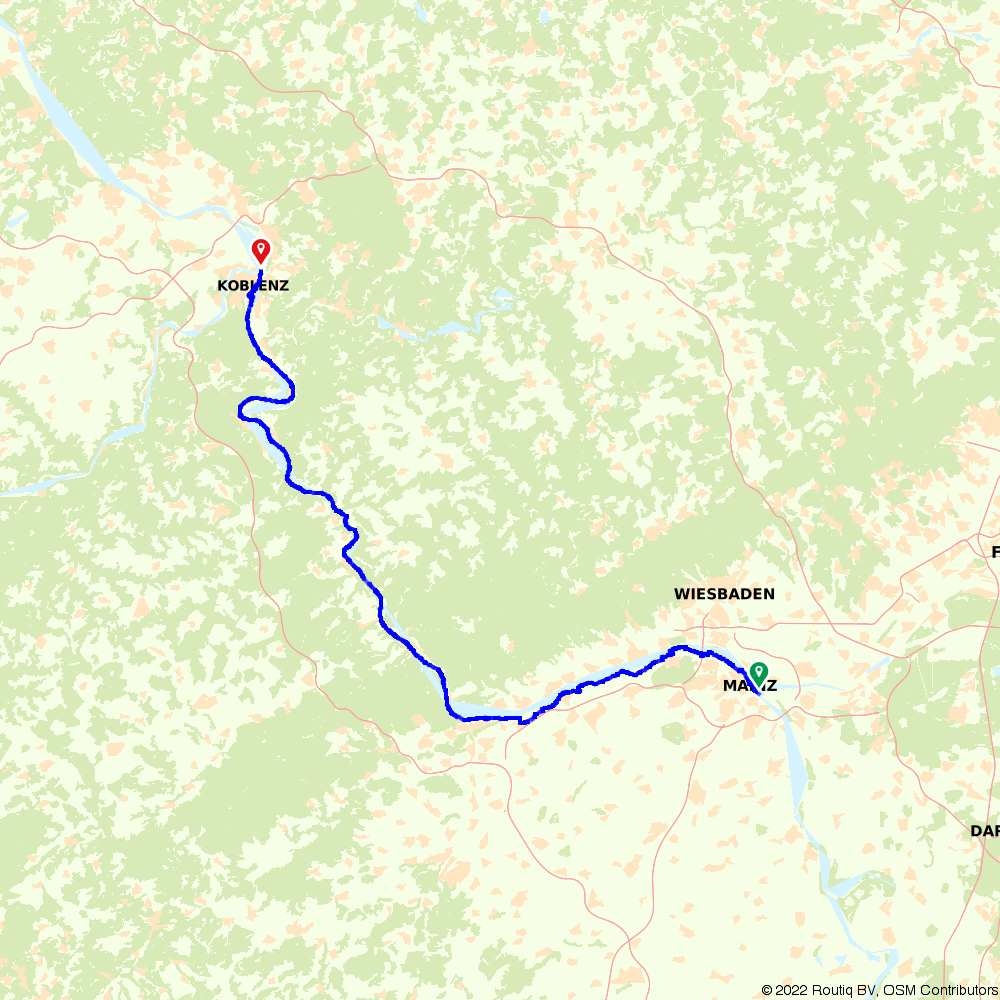 Rheinradweg Koblenz - Mainz - Mainz - Cycling route | Route.nl