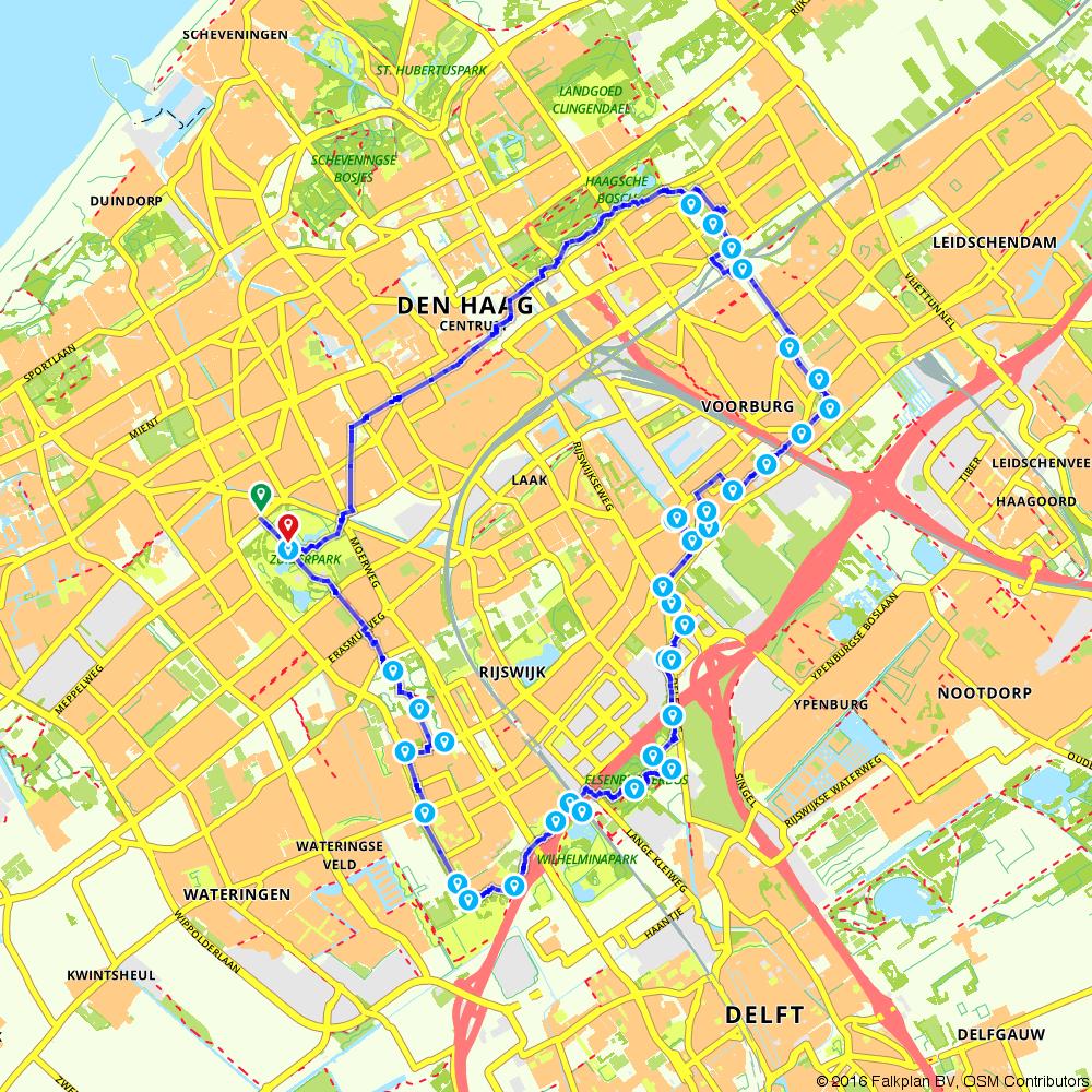 Routiq - 341783 Route through The Hague Rijswijk and Voorburg