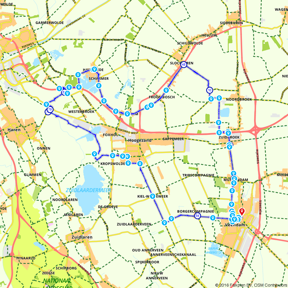 circle of Kropswolde - Veendam - Cycling route | Route.nl