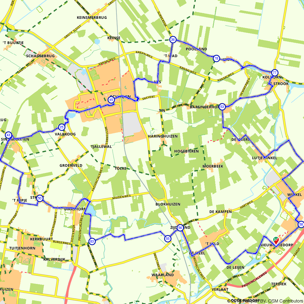 Tour of Winkel, Kolhorn and Schagen - Hollands Kroon - Cycling route ...