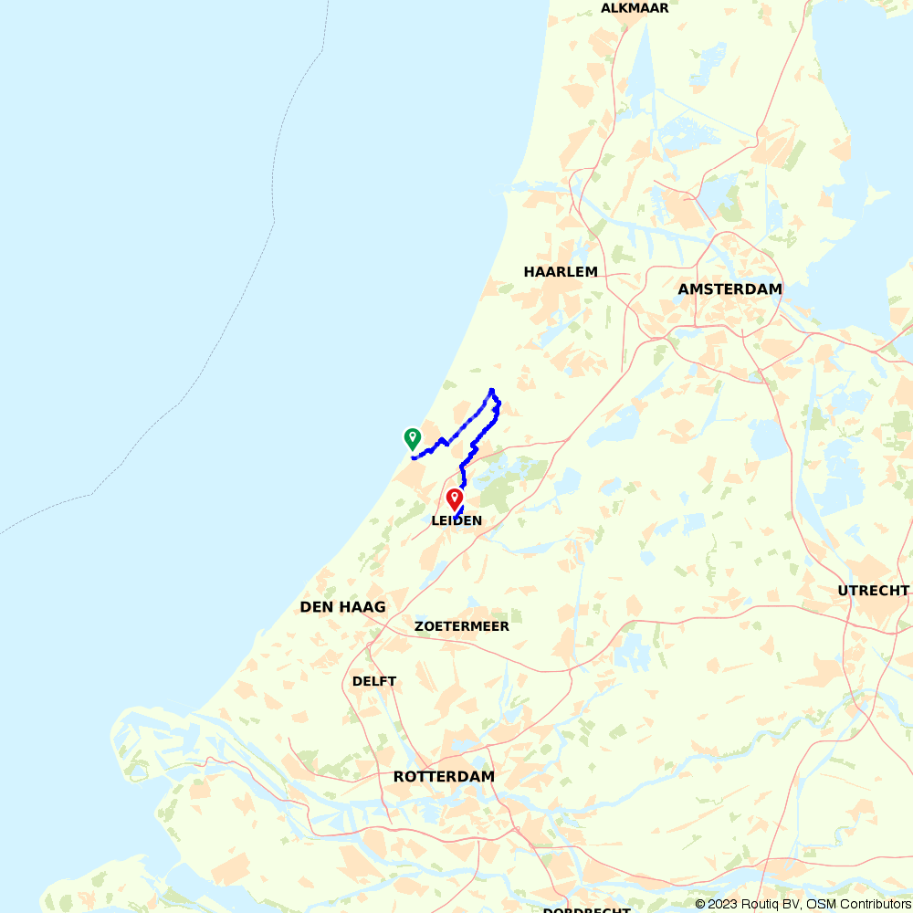 ESTEC - Keukenhof - Leiden - Noordwijk - Cycling route | Route.nl