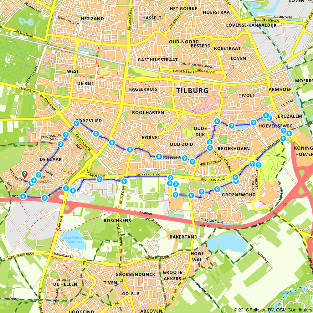 Friday night - Tilburg - Hiking route | Route.nl