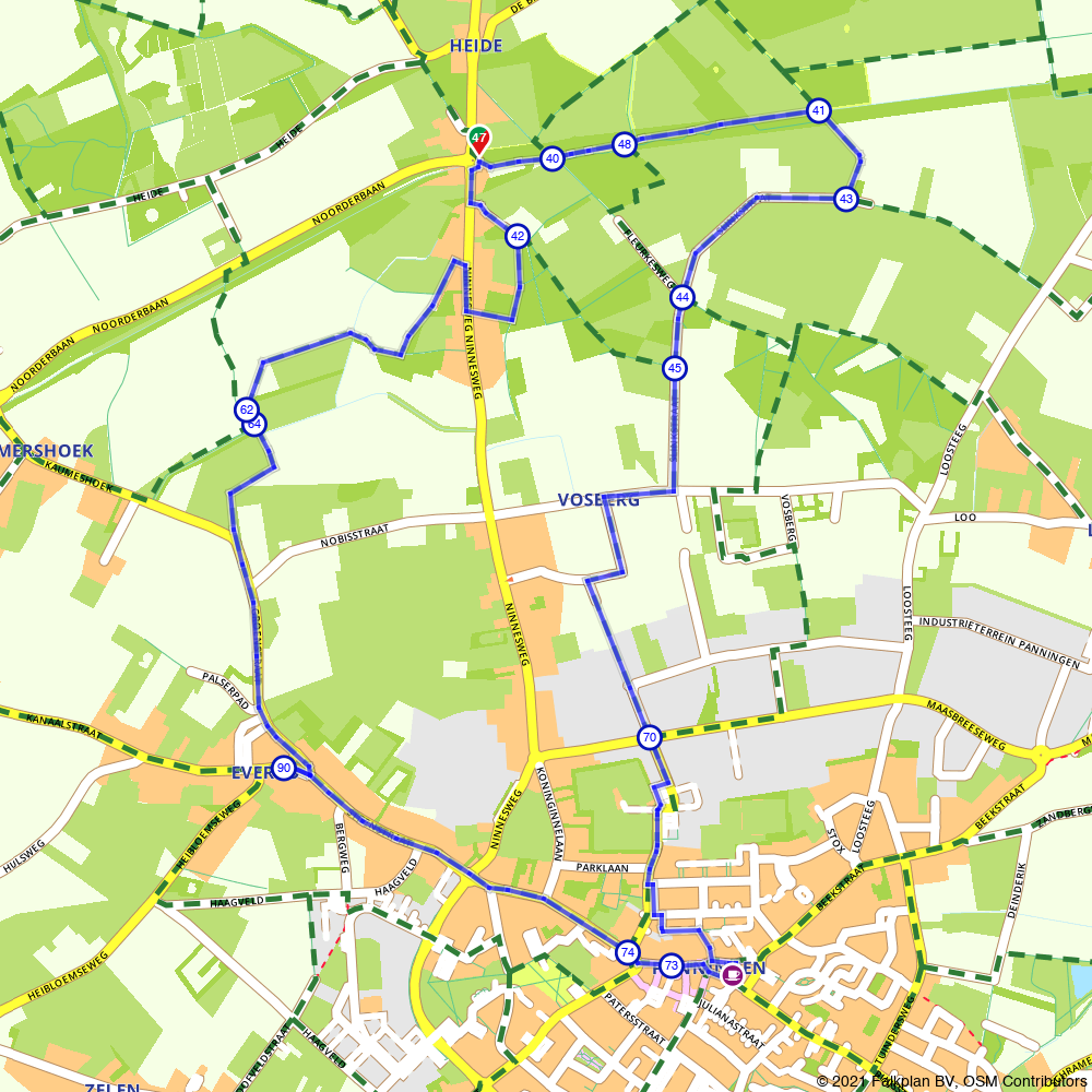 Walking in the countryside of Panningen - Peel en Maas - Hiking route ...