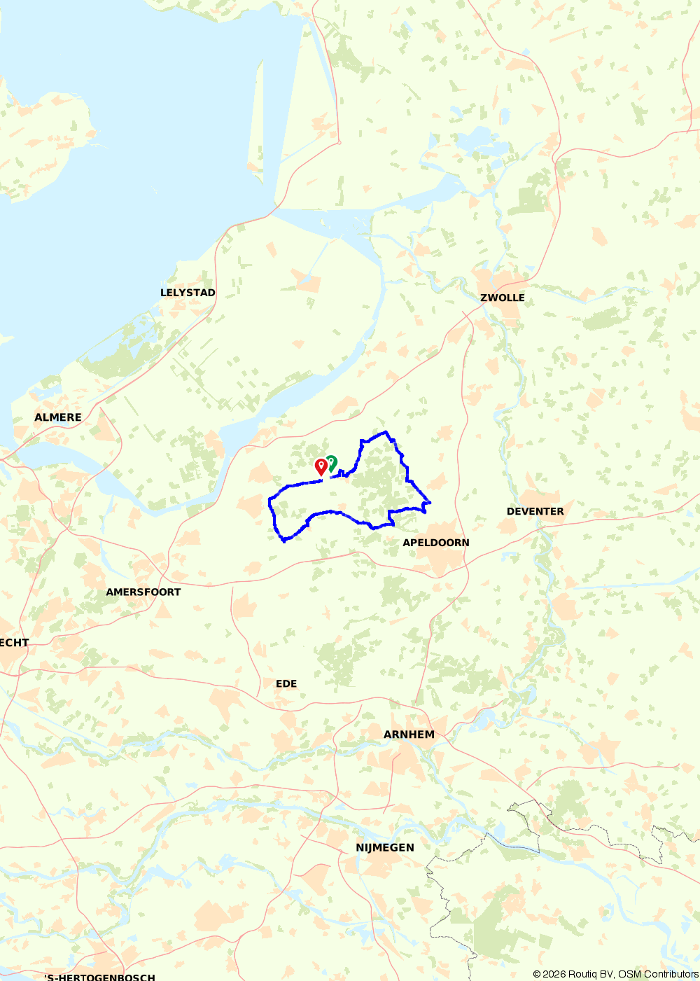 elspeet-vaassen - Nunspeet - Fietsroute | Route.nl