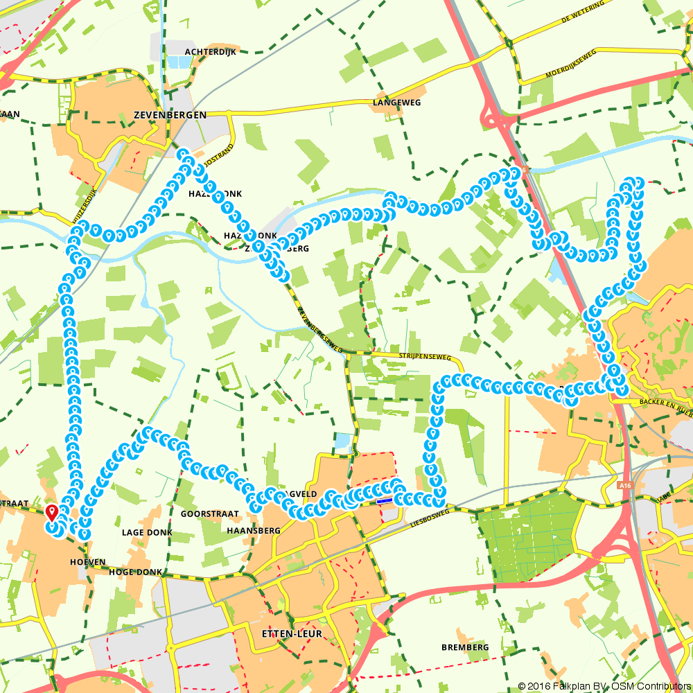 375890 1st day cycling four days Hoeven "De Beemde Route" 42.5 km.