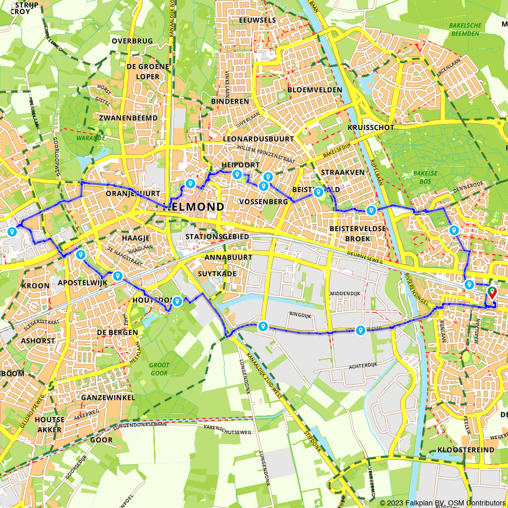 Rivierenhof - Jan and Koek 15.5 km - Helmond - Cycling route | Route.nl