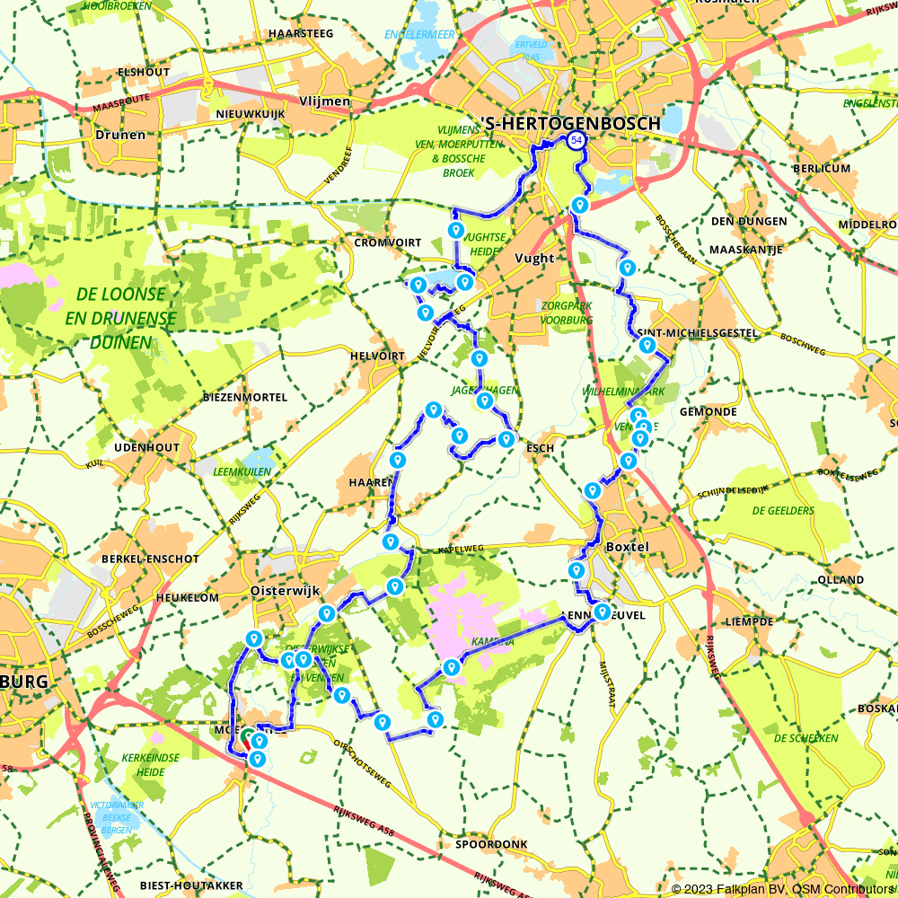 Round Moergestel - Oisterwijk - Cycling route | Route.nl