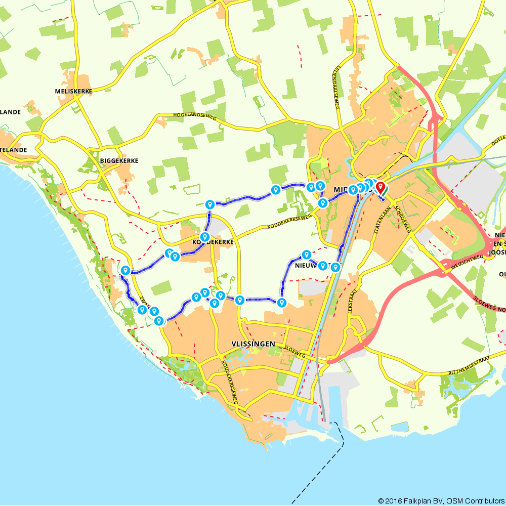 Route around Middelburg/Dishoek/Koudekerke - Middelburg - Hiking route ...