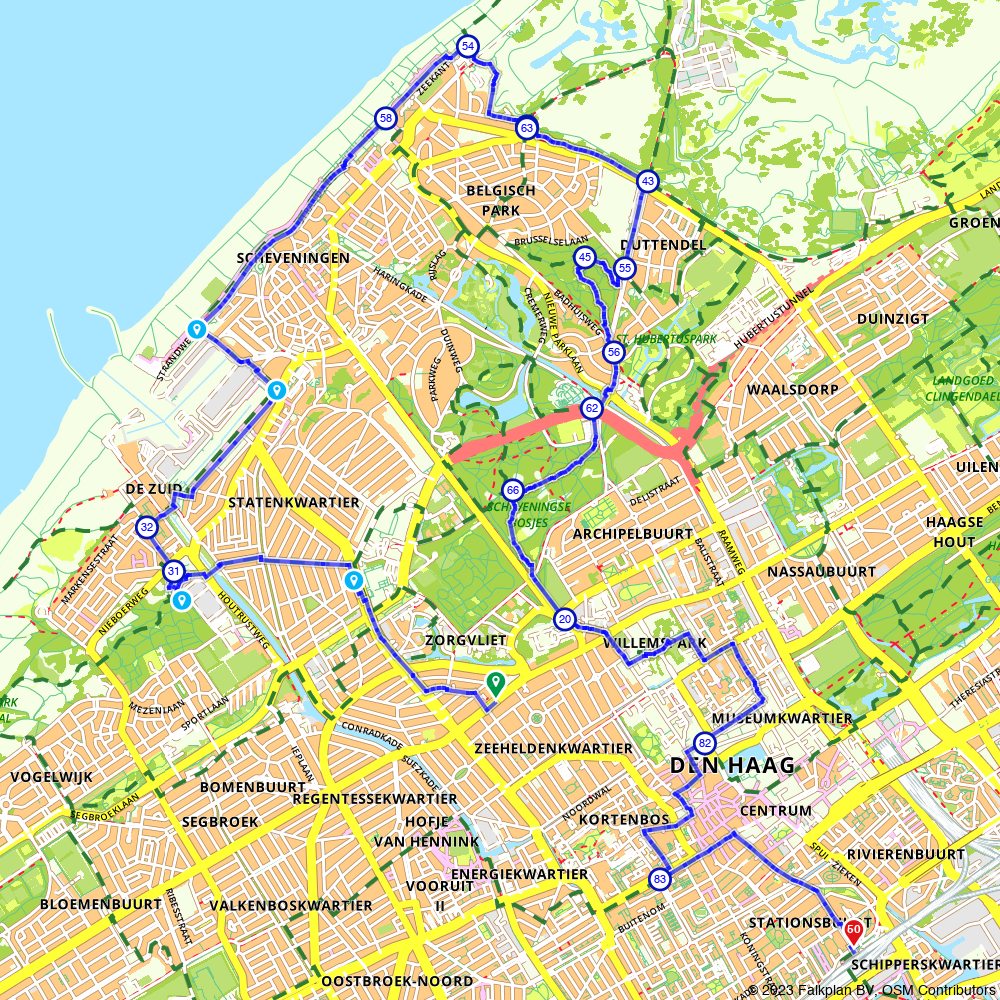 17 km- Den Haag Hotel Scheveningen Station - Den Haag - Wandelroute ...