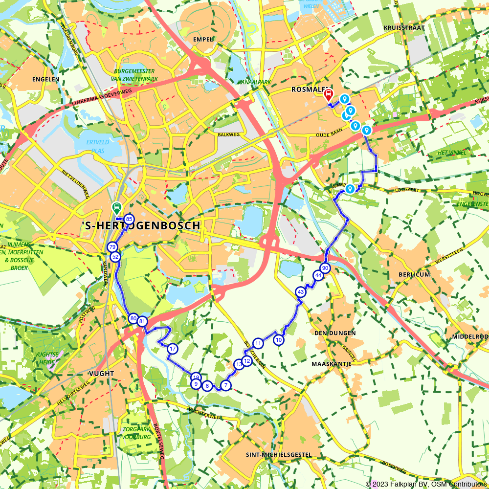 Den Bosch - Rosmalen - 's-Hertogenbosch - Wandelroute | Route.nl
