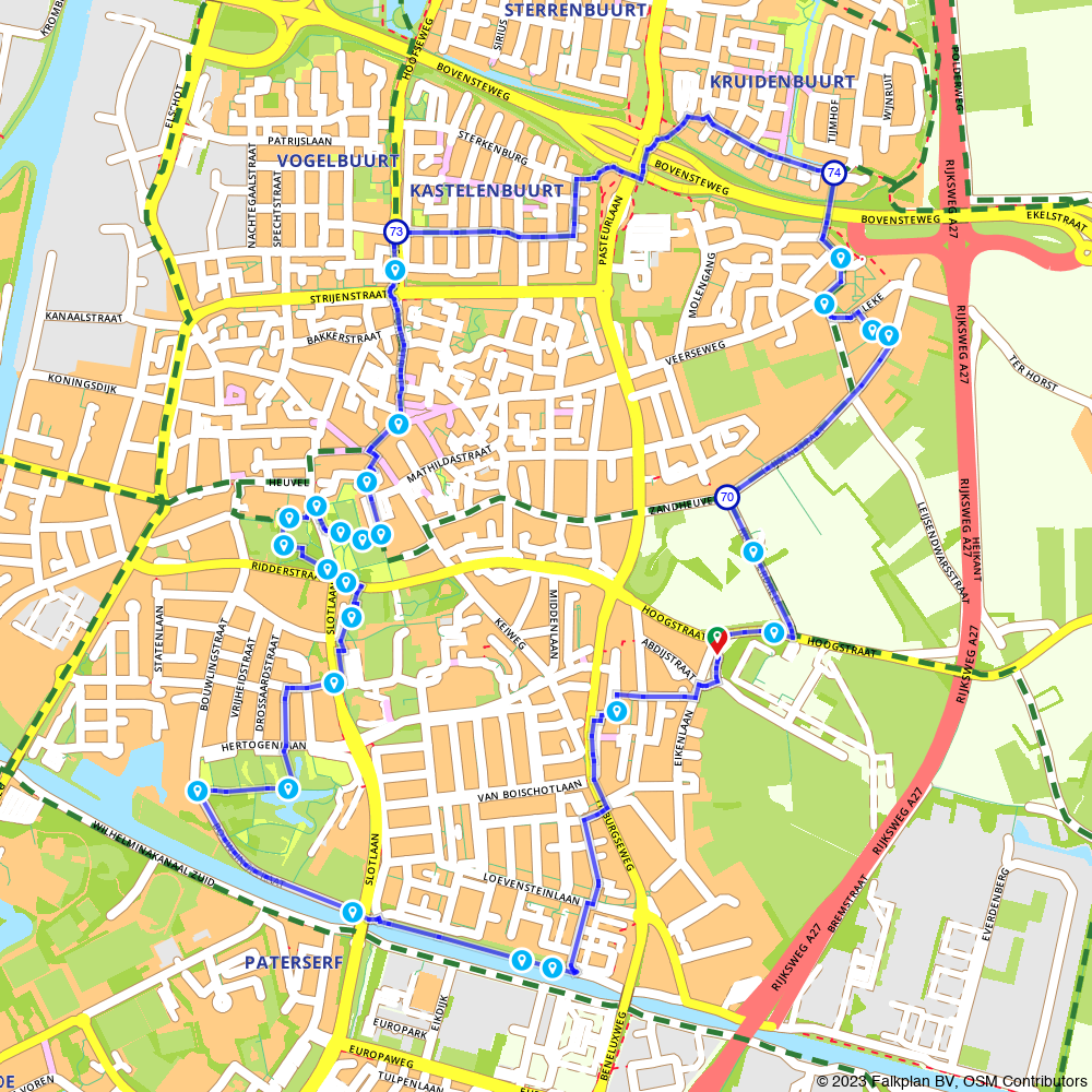 Route Oosterhout Blue Camer 8.5 km - Oosterhout - Hiking route | Route.nl