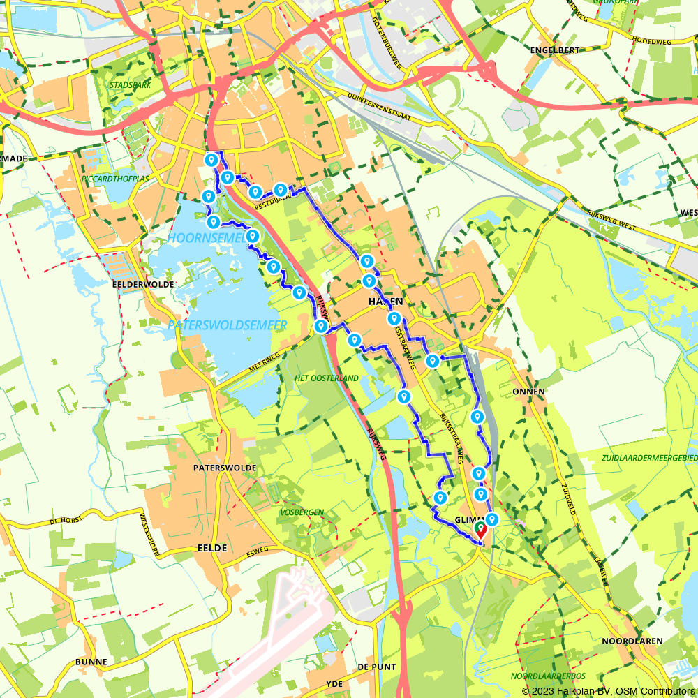 Tour Glimmen, Haren, Groningen - Groningen - Hiking route | Route.nl
