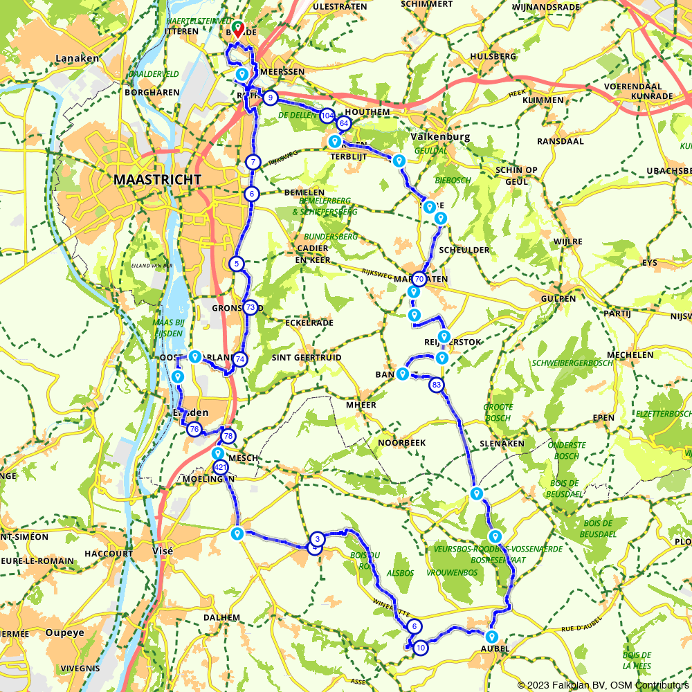 Route 54/ Aubel Route/ Broken Spoke - Meerssen - Cycling route | Route.nl
