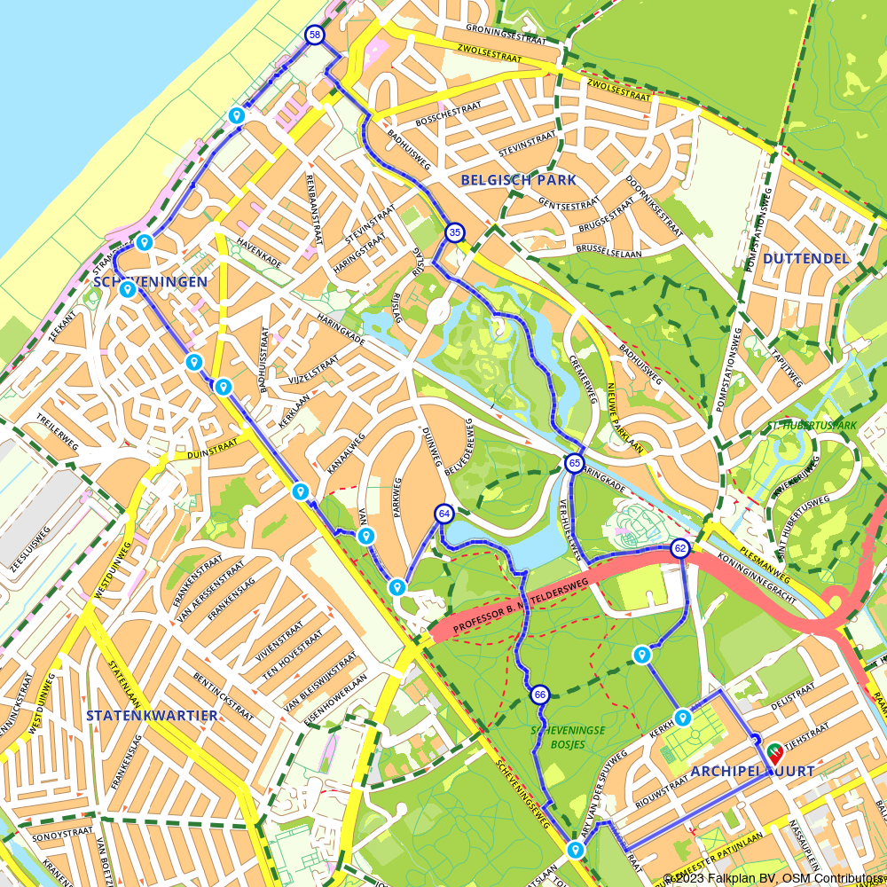Walking tour Scheveningen - The Hague - Hiking route | Route.nl
