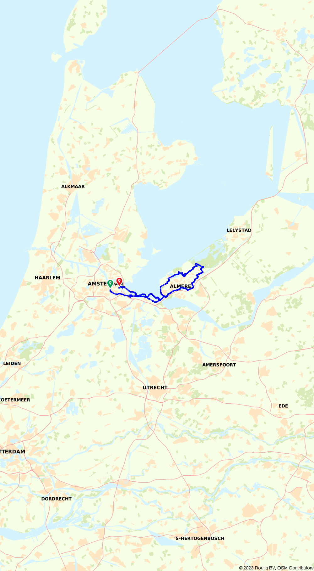 Expedition to Almere - Amsterdam - Cycling route | Route.nl