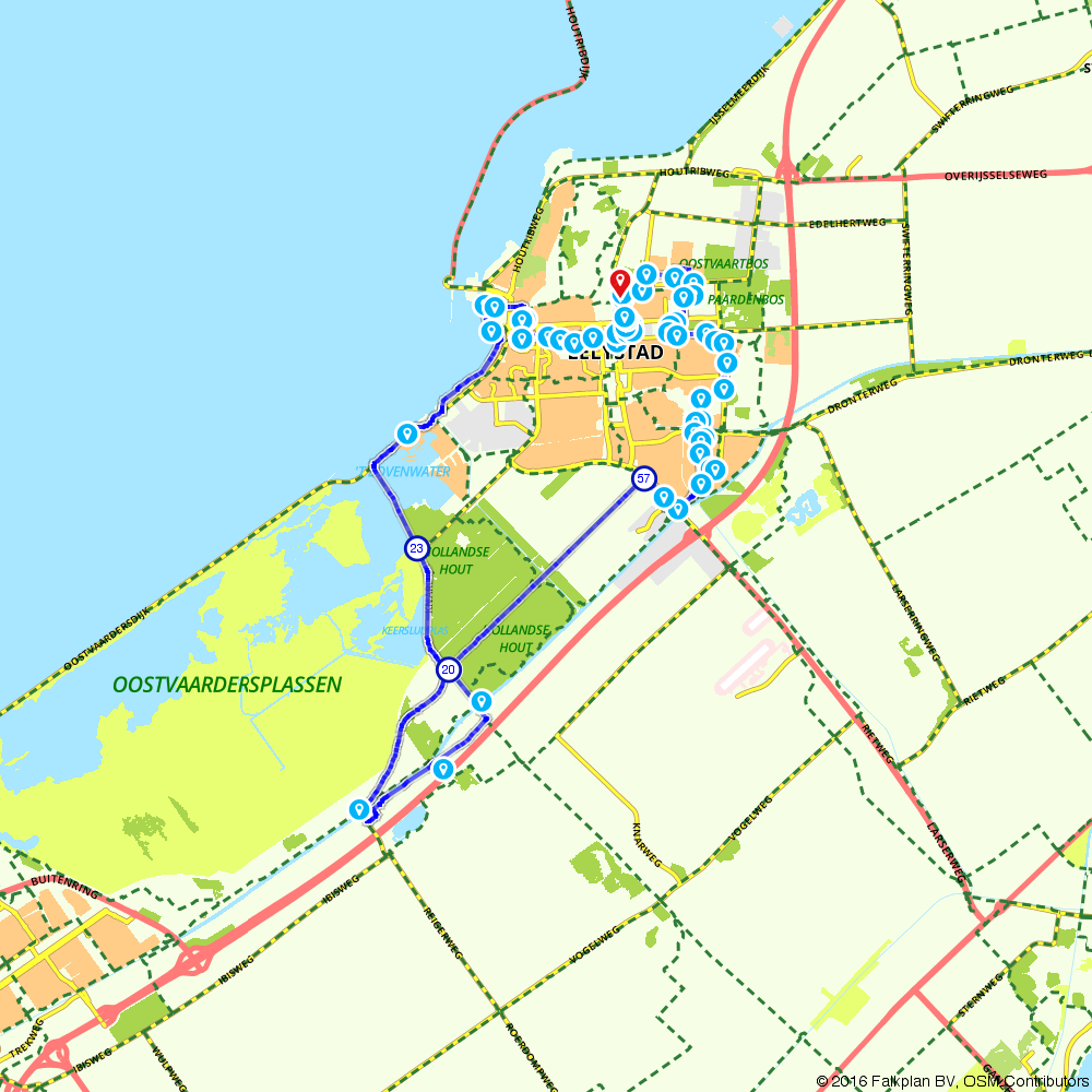 Scooter route kriskras door Lelystad - Lelystad - Fietsroute | Route.nl
