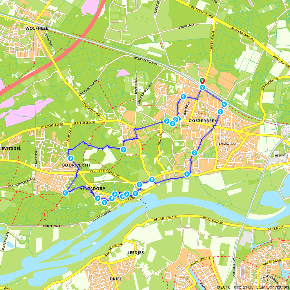 20160701 walking tour of Oosterbeek - Renkum - Hiking route | Route.nl