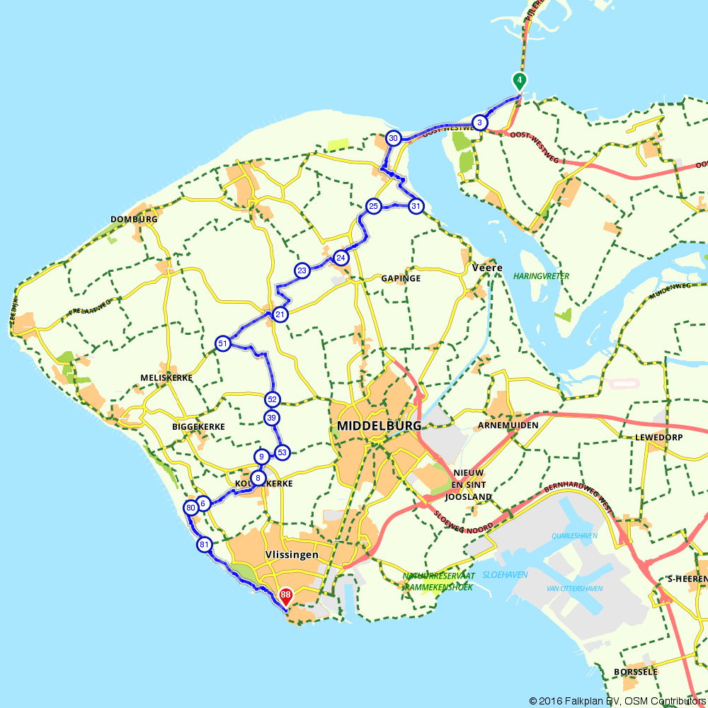 Brouwersdam-Vlissingen - Noord-Beveland - Cycling route | Route.nl