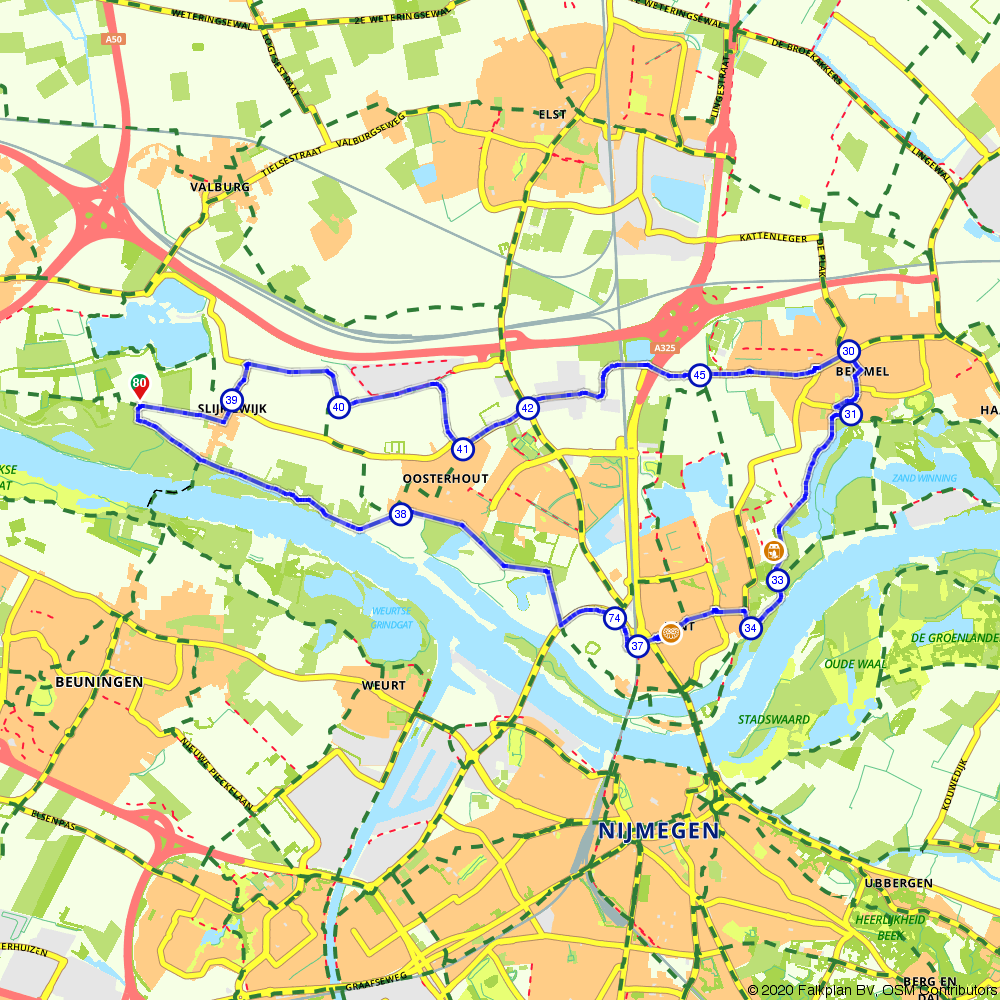 Small cycling tour of Betuwe - Overbetuwe - Cycling route | Route.nl