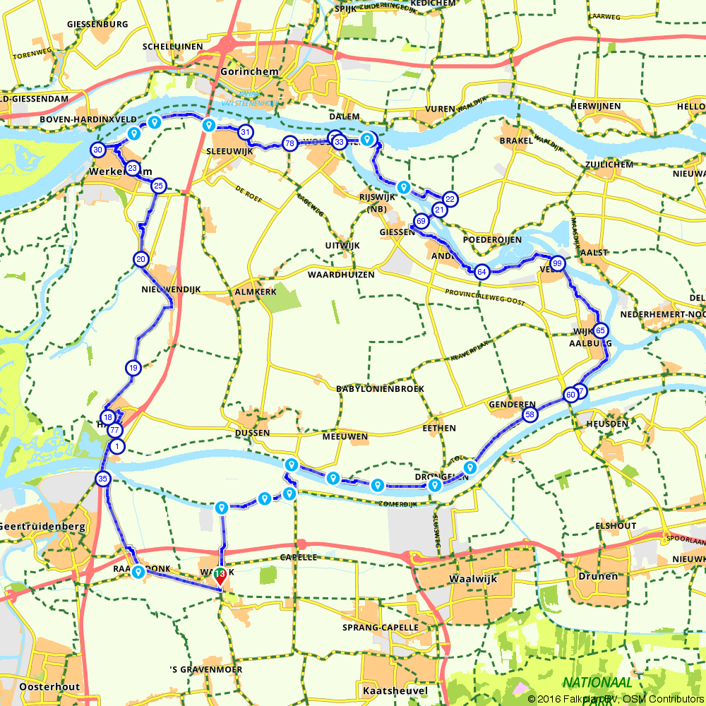 Tour of Werkendam from Waspik - Waalwijk - Cycling route | Route.nl