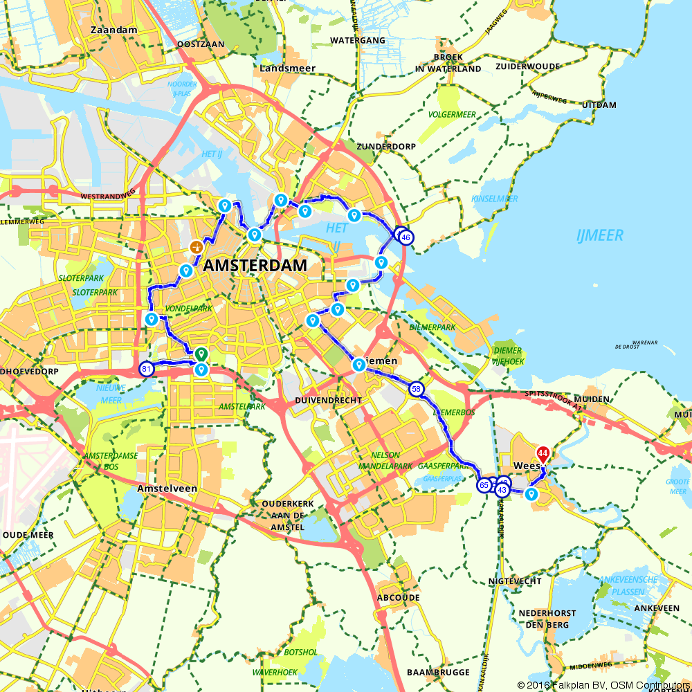 From Amsterdam to Weesp - Amsterdam - Cycling route | Route.nl