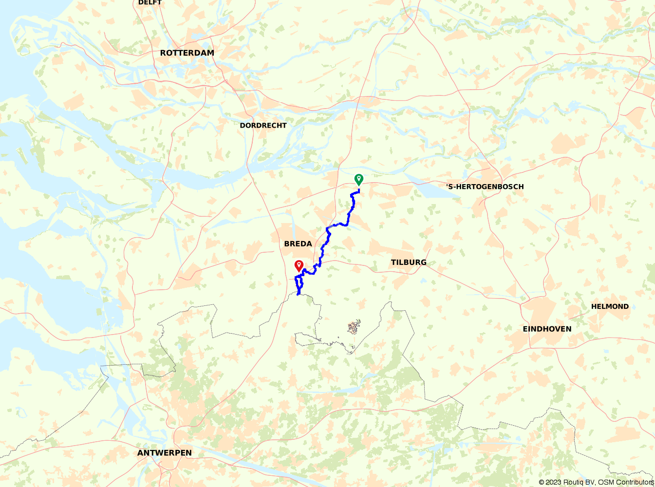 Waspik - Meerseldreef near De Paters - Waalwijk - Cycling route | Route.nl