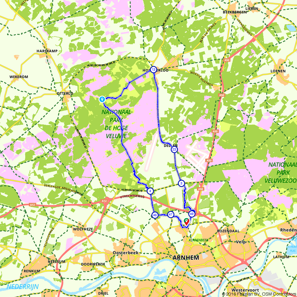 Tour Arnhem - Hoge Veluwe National Park - Arnhem - Cycling route | Route.nl