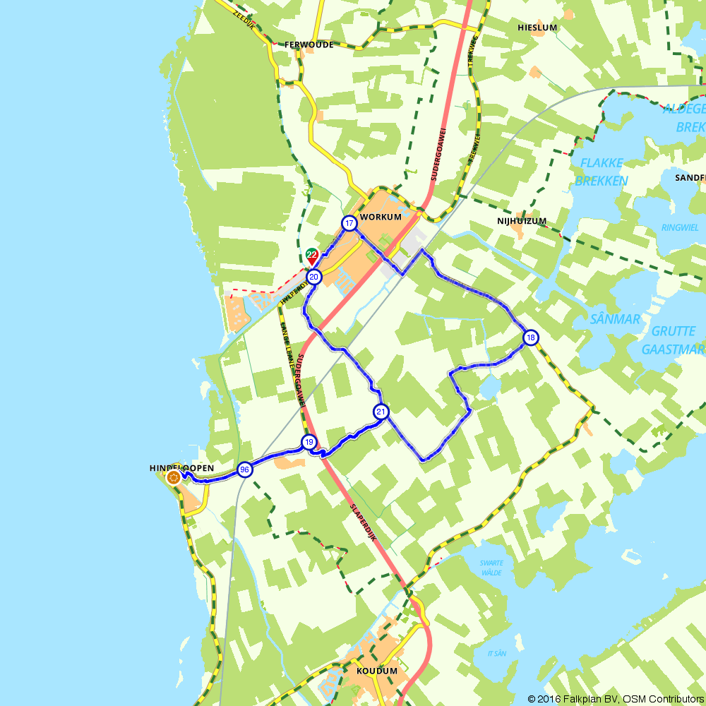 Workum - Hindeloopen - Súdwest-Fryslân - Cycling route | Route.nl