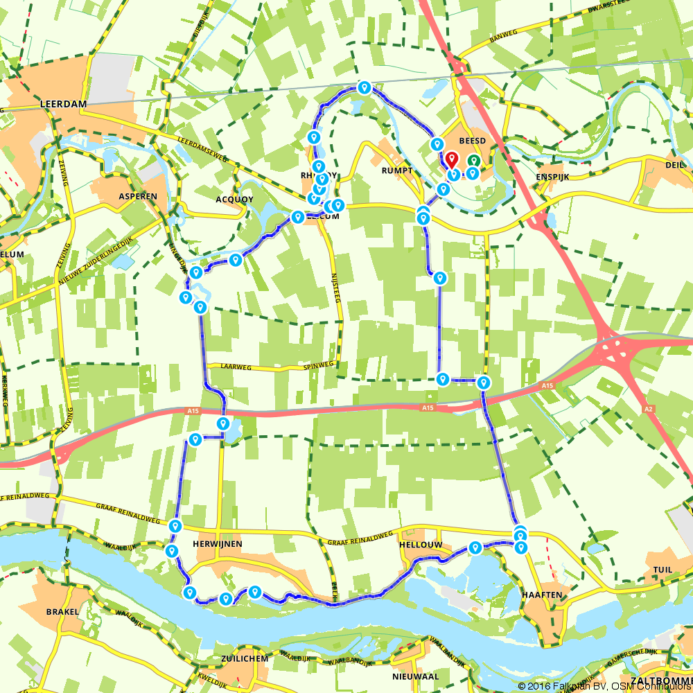 Beesd round Waaldijk - West Betuwe - Cycling route | Route.nl