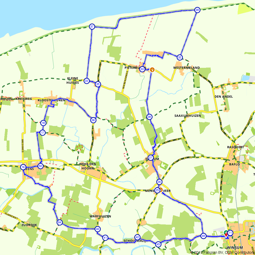 From Winsum to the Wadden - Het Hogeland - Cycling route | Route.nl