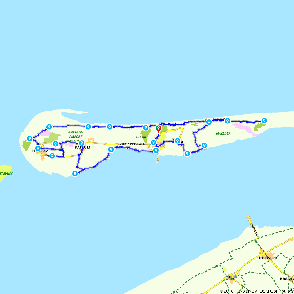 Round Ameland - Ameland - Cycling route | Route.nl