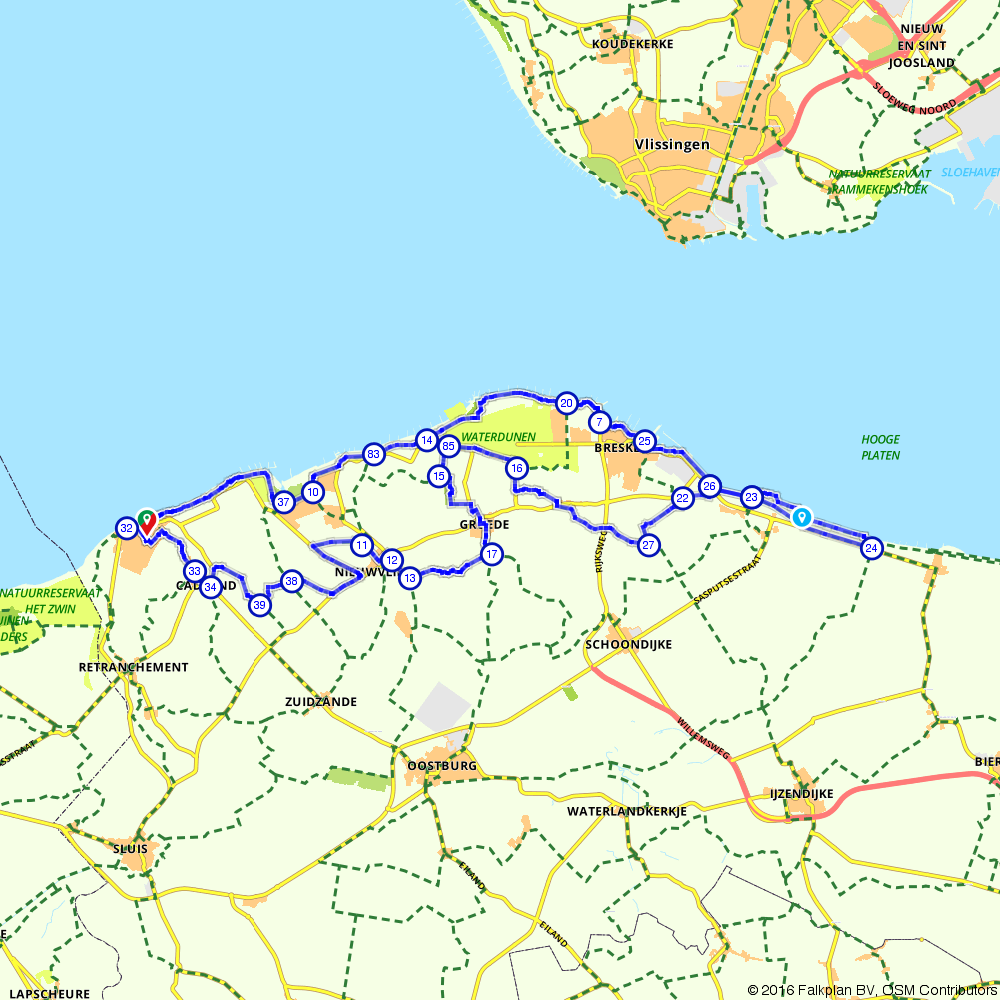 Cadzand - Coastal route with Groede - Sluis - Cycling route | Route.nl