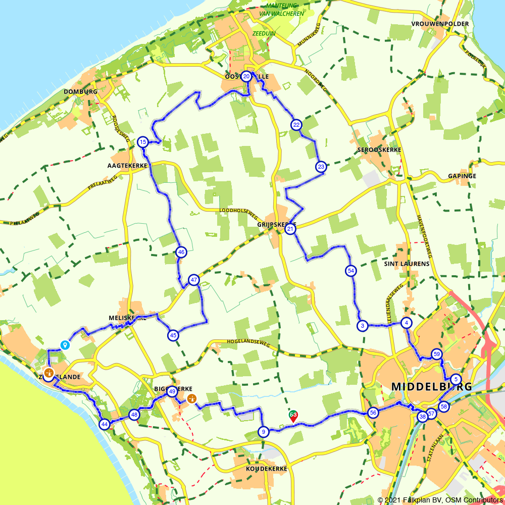 Discover the beautiful Zoutelande - Veere - Cycling route | Route.nl