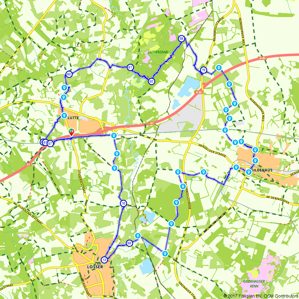 Gildehaus-Dinkel route ANWB1 - Losser - Cycling route | Route.nl