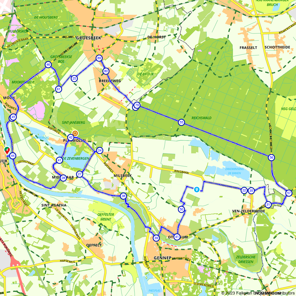 Crossing the German border from Cuijk - Cuijk - Cycling route | Route.nl