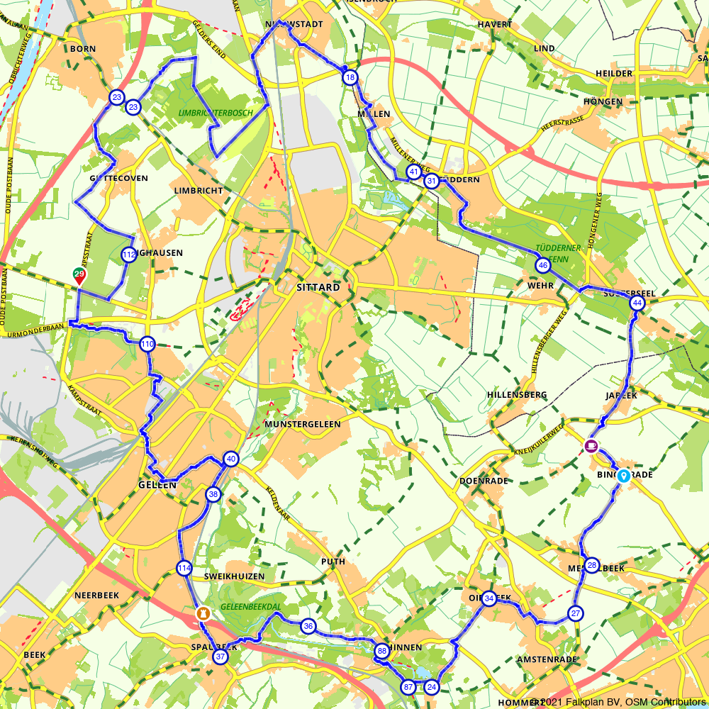 A tour around Sittard - Einighausen - Cycling route | Route.nl