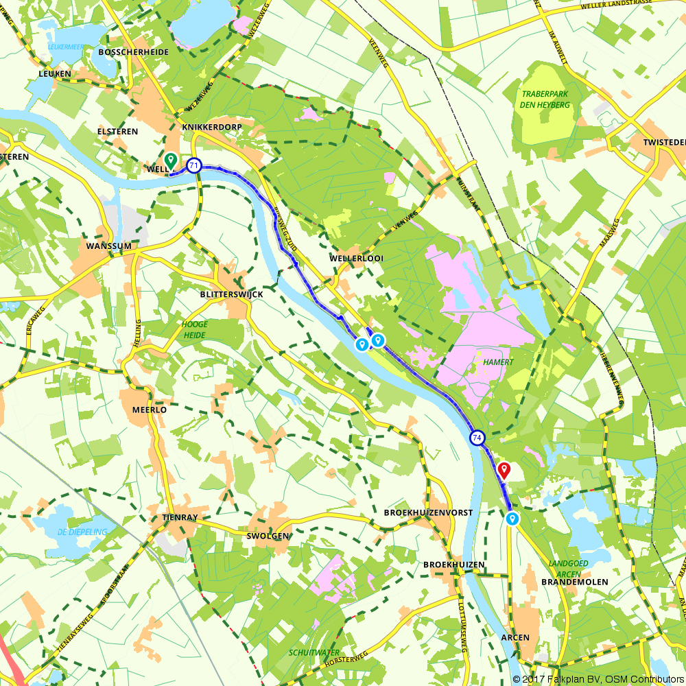 From Well L to Arcen - Bergen - Cycling route | Route.nl