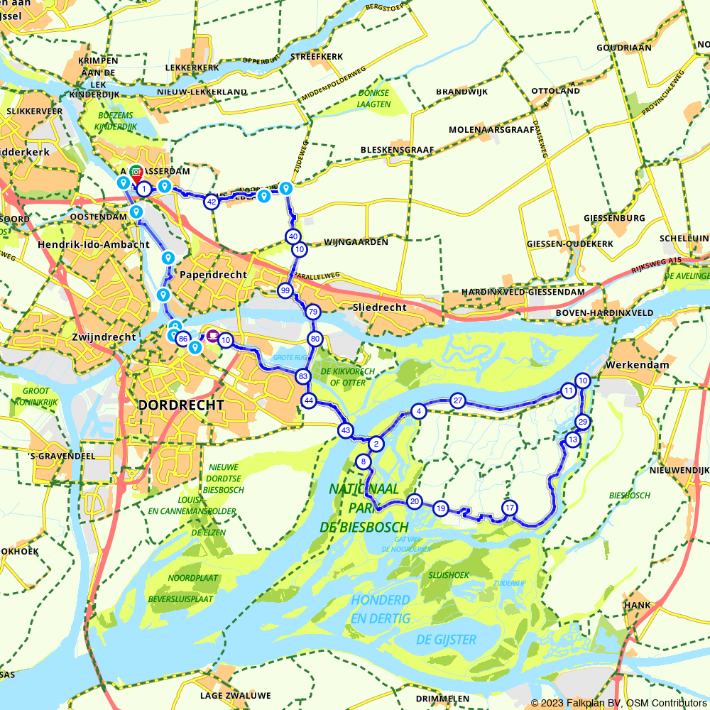Biesbosch route with the water bus from TOP Alblasserdam - Alblasserdam ...