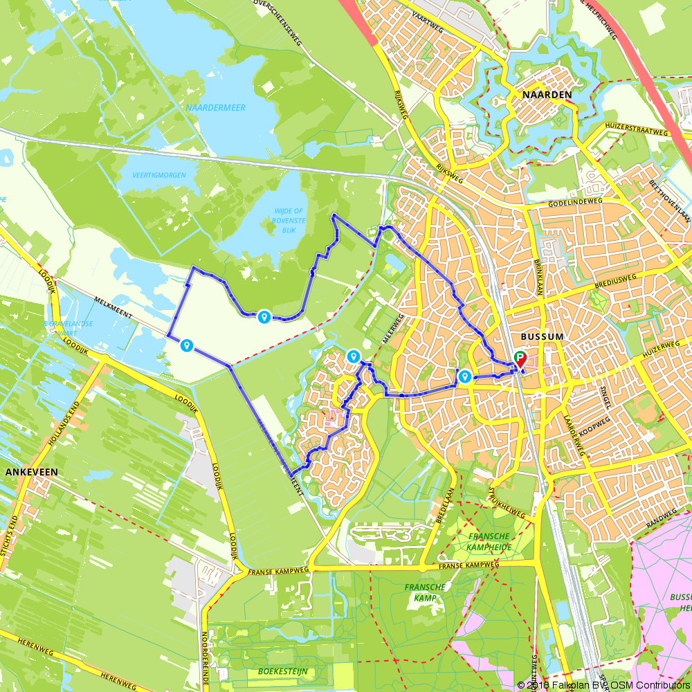 On foot through nature near Bussum - Gooise Meren - Hiking route | Route.nl