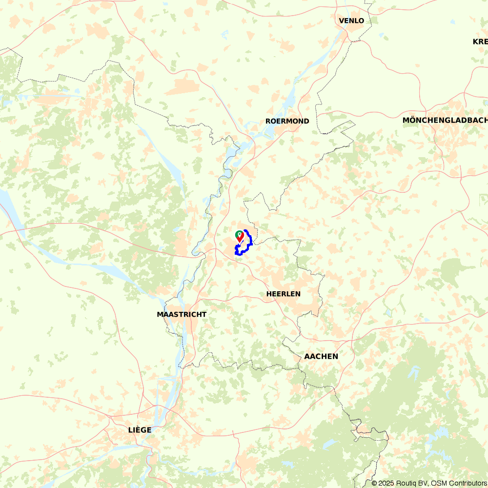 Walking route from Brasserie Abshoven to the historic city center of ...