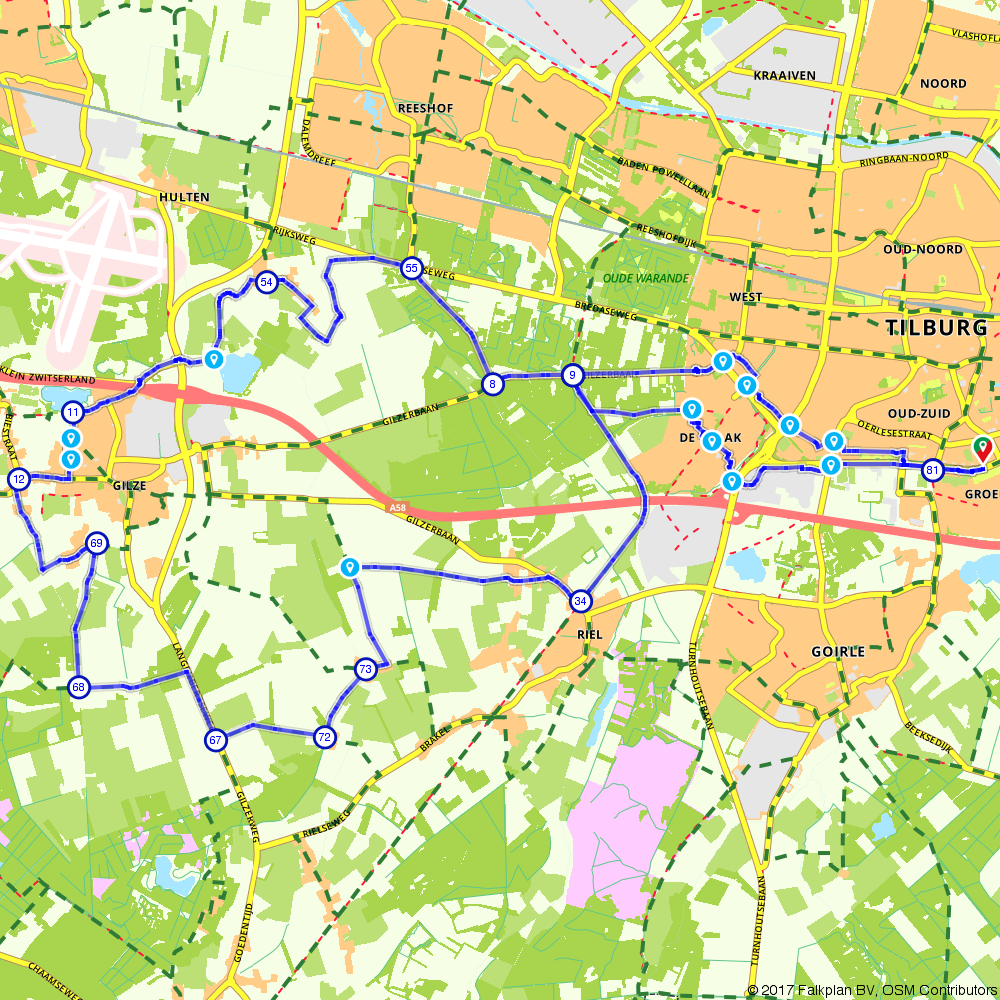 Tour Tilburg-Zuid - Riel - Gilze - Tilburg Zuid - Tilburg - Cycling ...