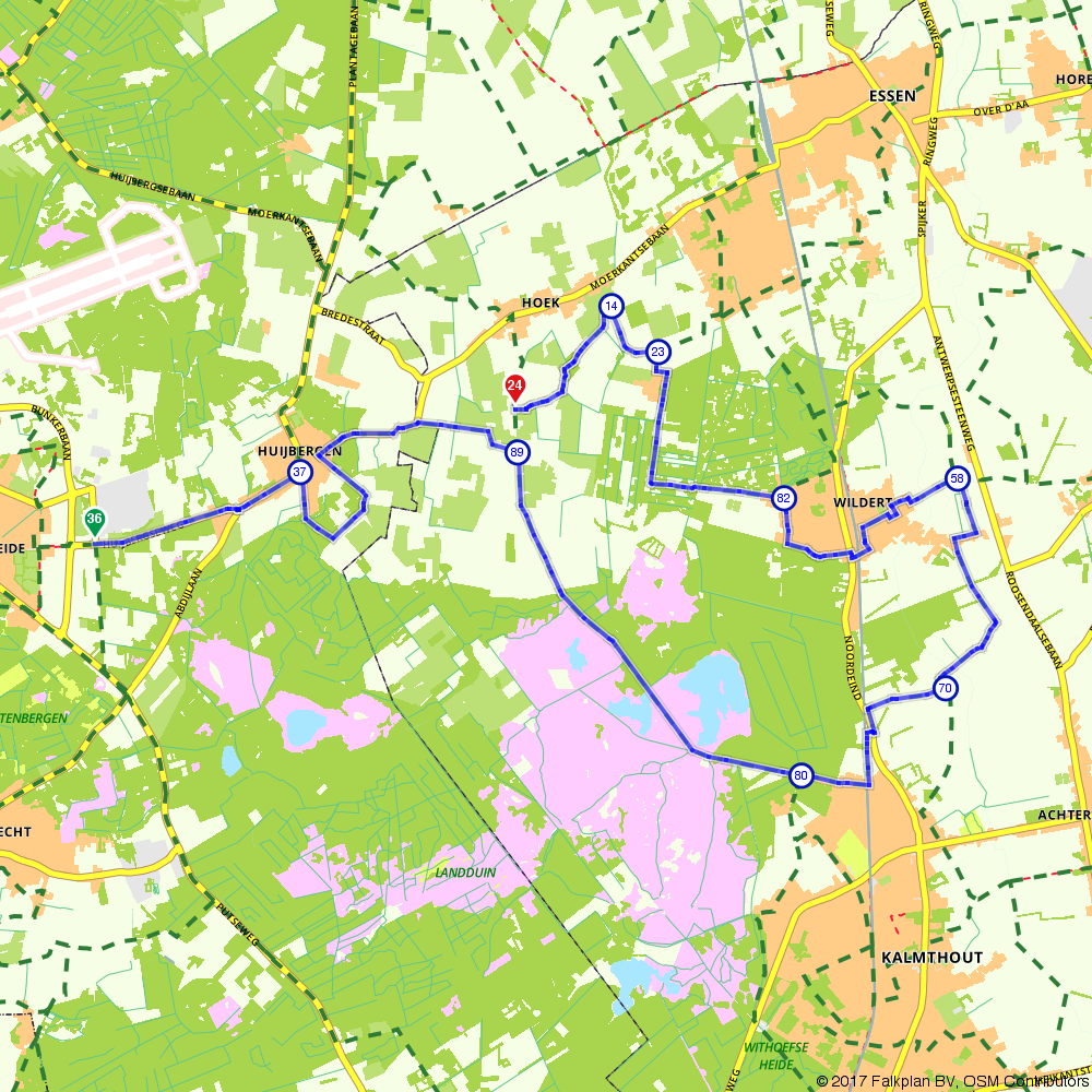 Hoogerheide Kalmthoutse heide - Woensdrecht - Fietsroute | Route.nl