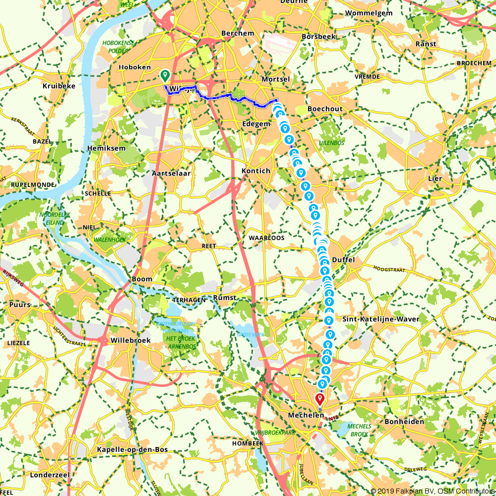 Cycle highway Wilrijk - Mechelen (F1) - Antwerp - Cycling route | Route.nl
