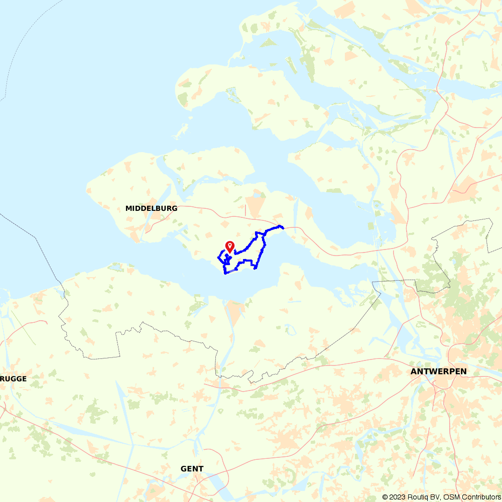 Route through the Zak van Zuid-Beveland - Borsele - Cycling route ...
