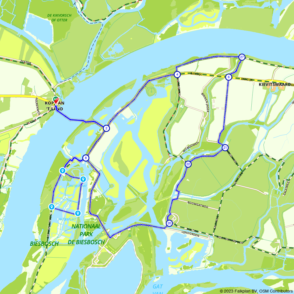 Cycle route 606900 - De Biesbosch-1 - Dordrecht - Cycling route | Route.nl