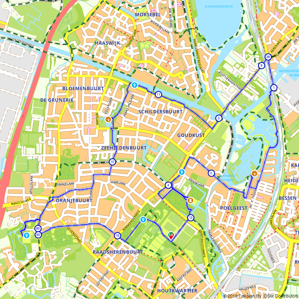 Walking through beautiful Oegstgeest - Leiden - Hiking route | Route.nl