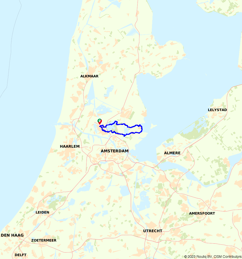 Route Round Koog aan de Zaan via Ilpendam to Monnikendam via Landsmeer ...