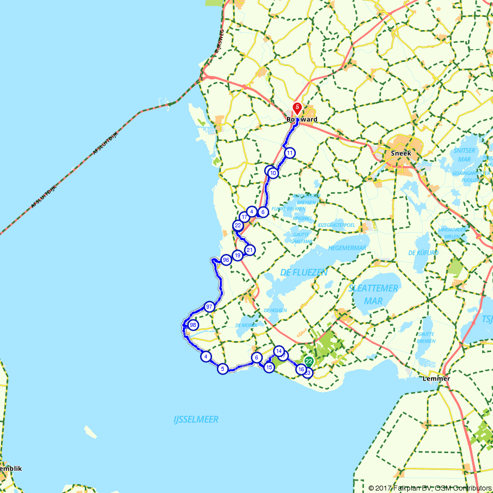 Elfstedentocht day 6 Oudemirdum - Bolsward - - Cycling route | Route.nl